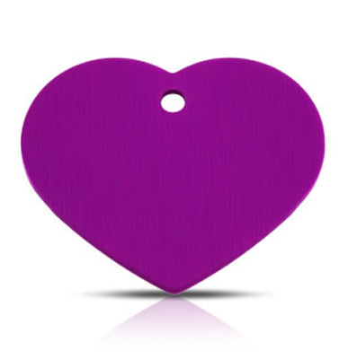 TaggIT Engraving Classic Purple Large Heart Pet Tag Anodised iMarc Tag
