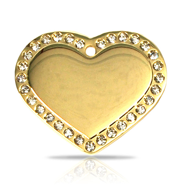 TaggIT Engraving Glamour Gold Large Heart Diamond Tag iMarc Pet Tag